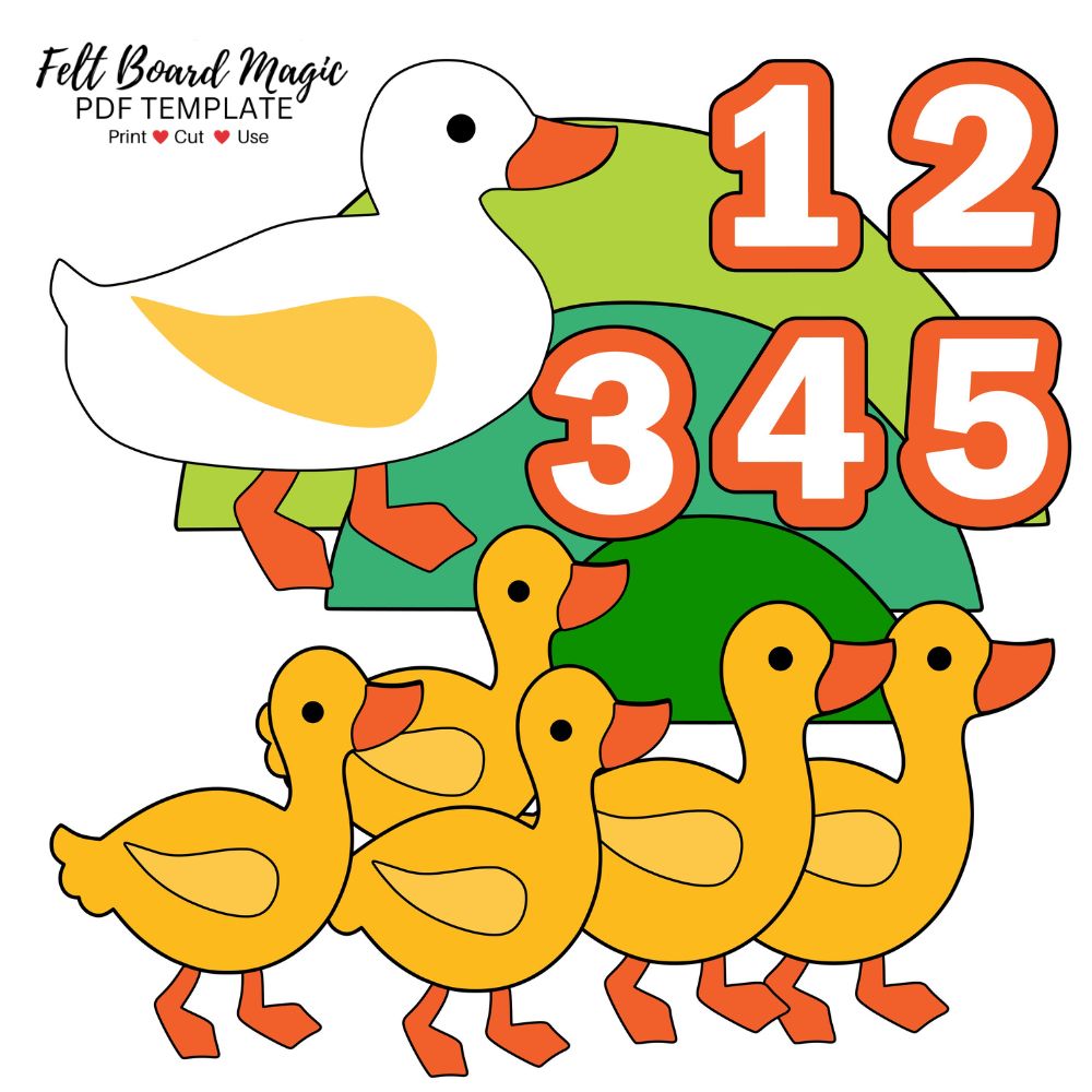 Five Little Ducks Went Out One Day Printable PDF Template – Felt Board ...