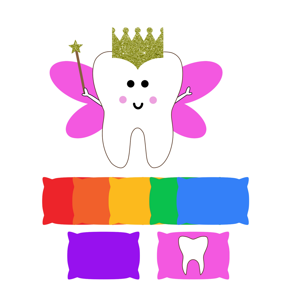 Hide and Seek Tooth Fairy Colours Game Felt Set Pattern – Felt Board Magic