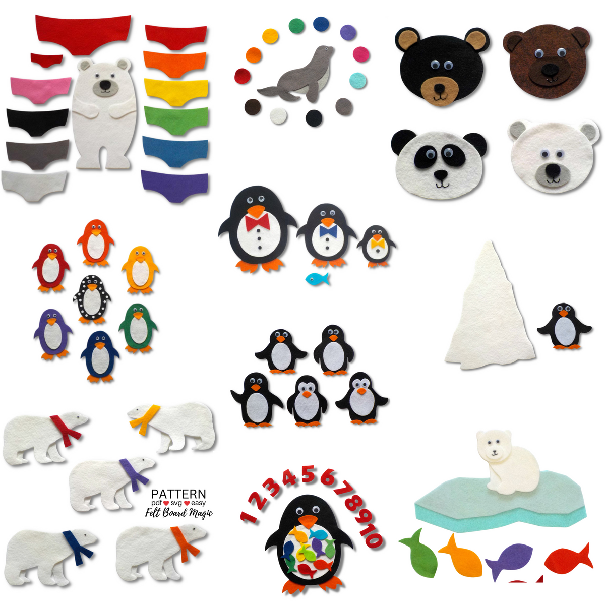 Penguins and Polar Bears Felt Set Pattern Bundle – Felt Board Magic