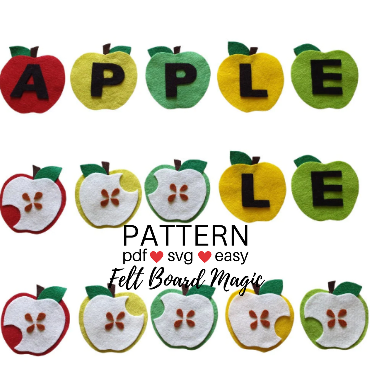 A-P-P-L-E Felt Set Pattern – Felt Board Magic