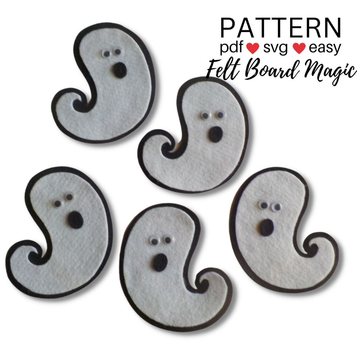 Five White and Spooky Ghosts Felt Set Pattern – Felt Board Magic