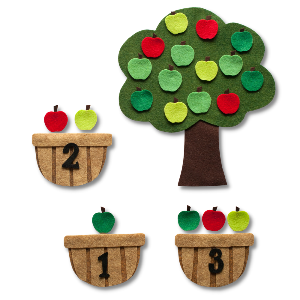 Apple Counting Baskets Felt Set Pattern – Felt Board Magic
