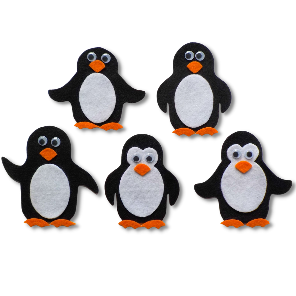 Five perky Penguins Felt Set Pattern – Felt Board Magic