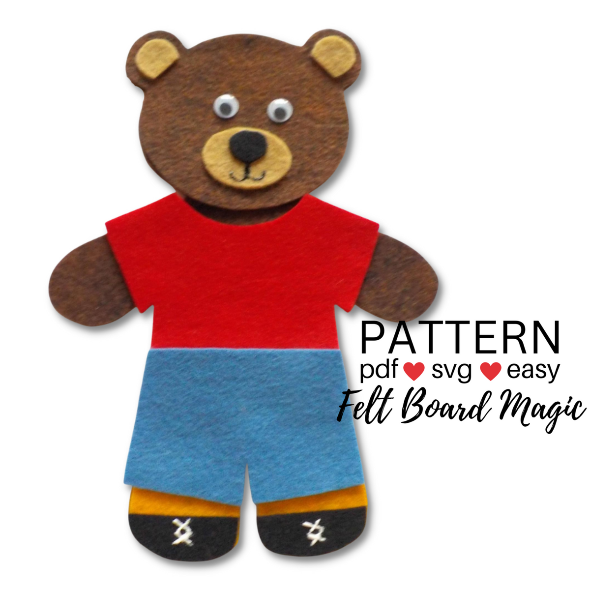 Teddy Wore a Red Shirt Felt Set Pattern – Felt Board Magic