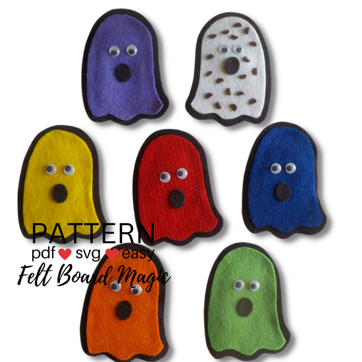 The Chocolate Chip Ghost Felt Set Pattern – Felt Board Magic