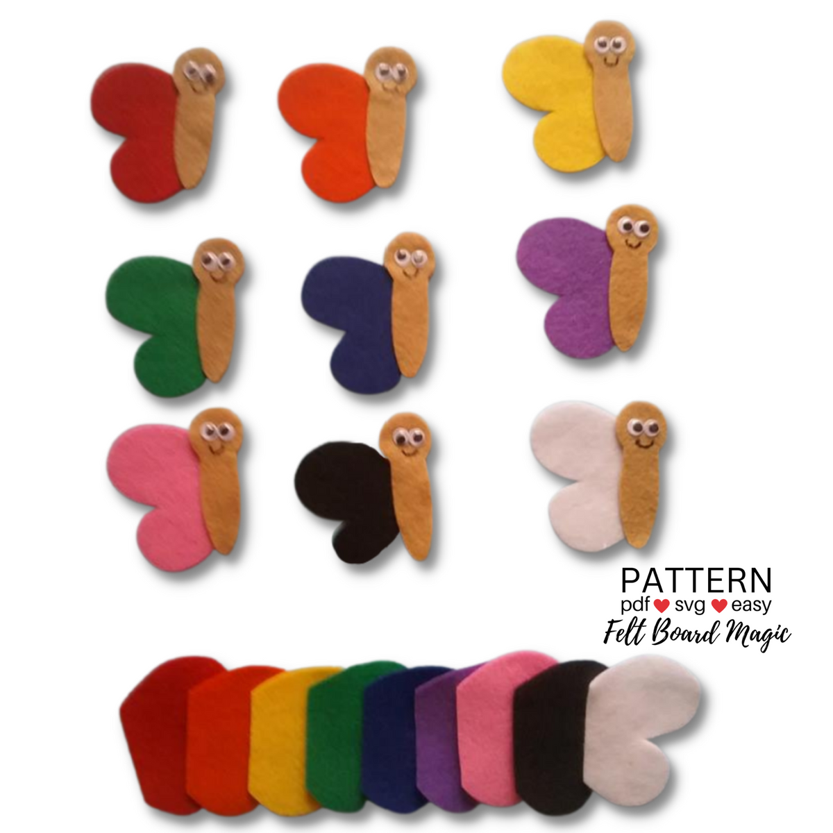 Butterfly Wing Colour Matching Felt Set Pattern – Felt Board Magic