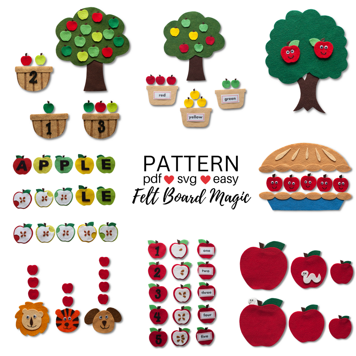 Apple Harvest Felt Set Pattern Super Bundle – Felt Board Magic