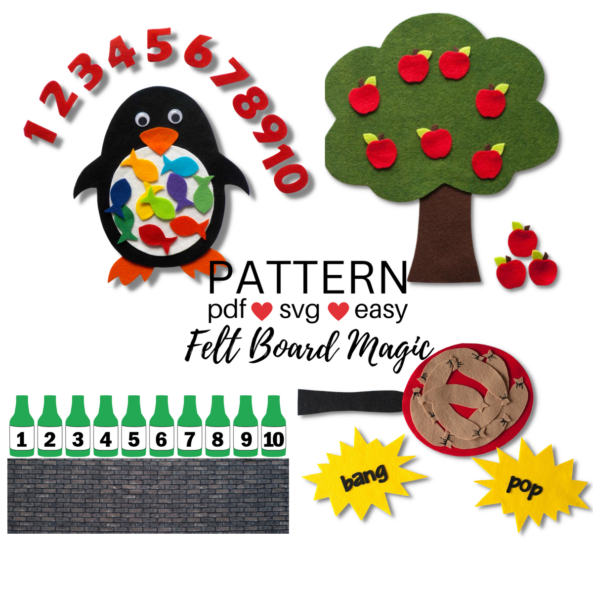 Count to 10 Felt Set Pattern Bundle – Felt Board Magic